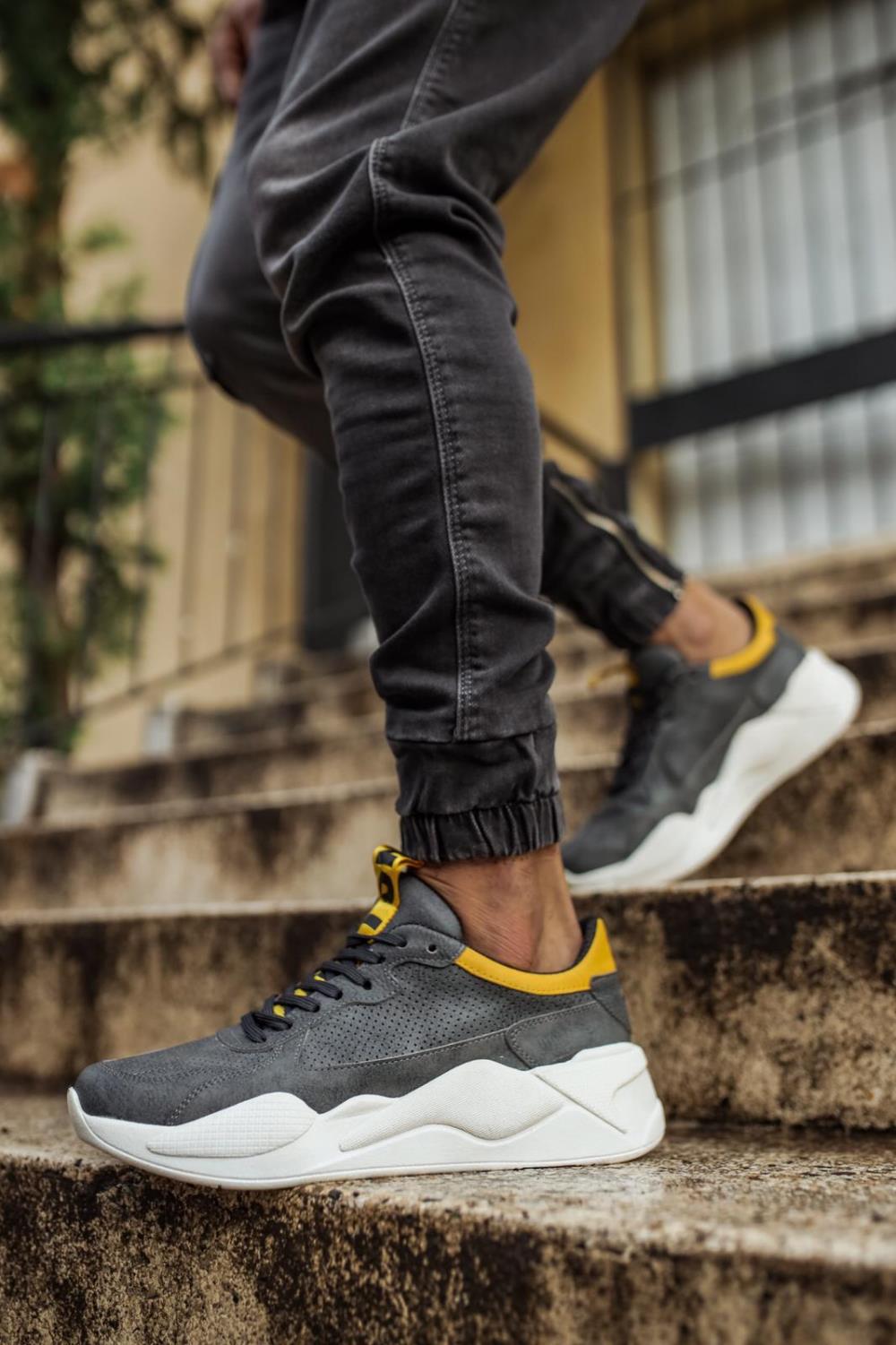 Knack Sneakers Ayakkabı 606 - Gri Sarı