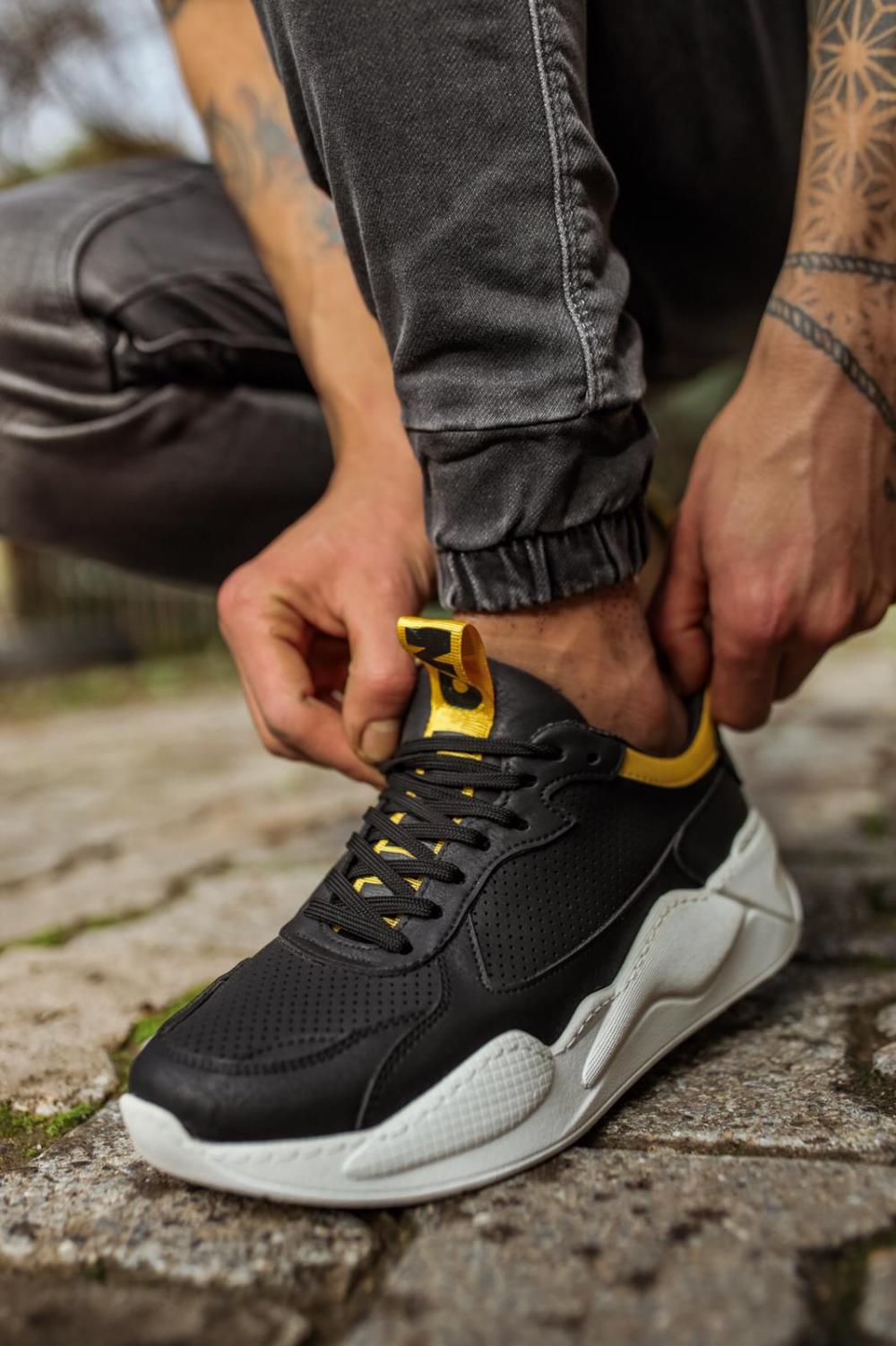 Knack Sneakers Ayakkabı 606 - Siyah Sarı