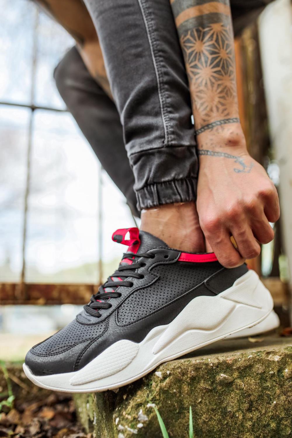 Knack Sneakers Ayakkabı 606 - Siyah Kırmızı